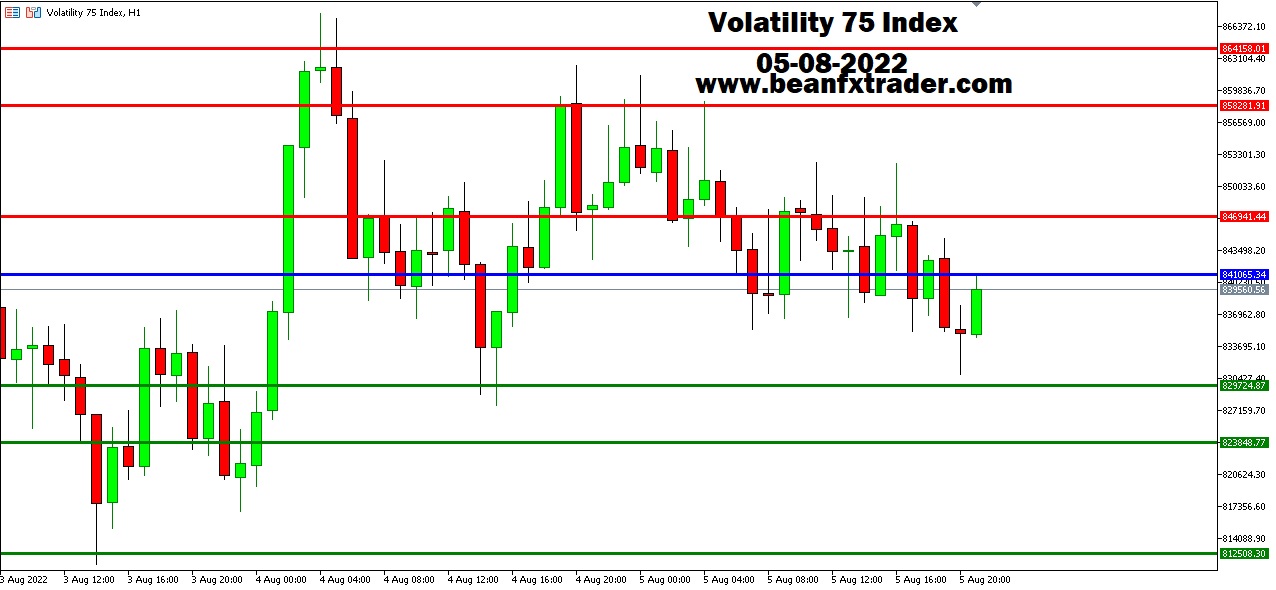 VIX 75 Four Hr TF Pivot 5th Aug, 2022 - FX & VIX Traders Blog
